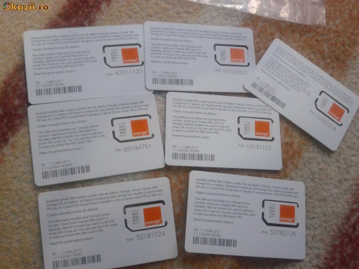 Cartela Orange - Cartela / cartele sim orange, numere usor de retinut ...